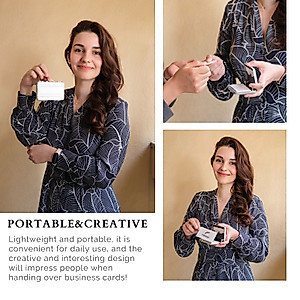 FABMODE 2 Pcs Briefcase Business Card Holder Aluminum Suitcase Credit Cards ID Card Organizer Case Waterproof Christmas Employee Valentine's Day Gifts for Women and Men (1 Memo Clip Included)