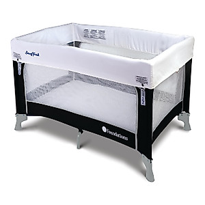 Foundations SnugFresh Celebrity Portable Play Yard, Baby Travel Crib with Machine Washable Sheet Cover, Foam Mattress, Graphite