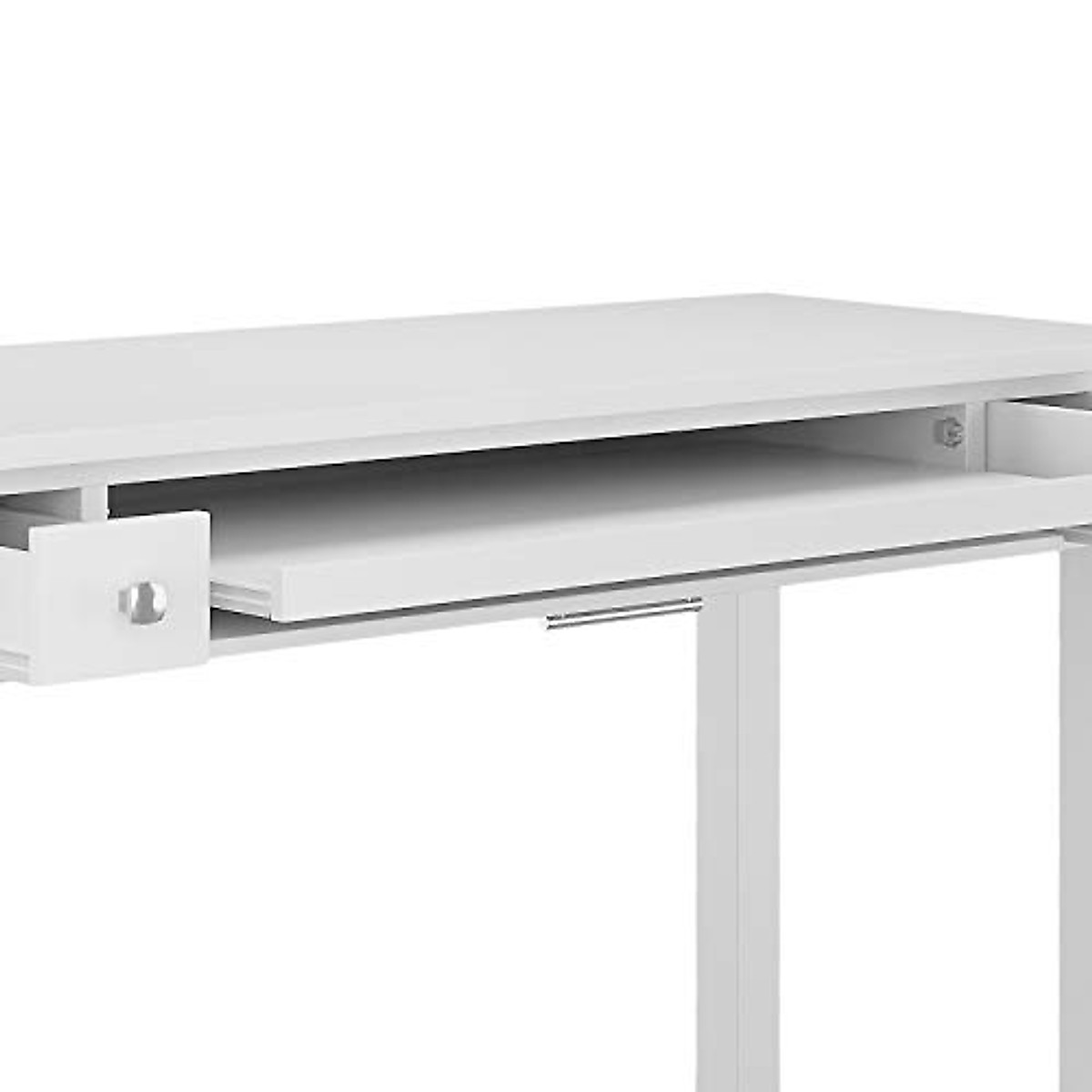 SIMPLIHOME Avalon SOLID WOOD Contemporary 47 Inch Wide Writing Desk in White, For the Office Desk, Writing Table, Workstation and Study Table