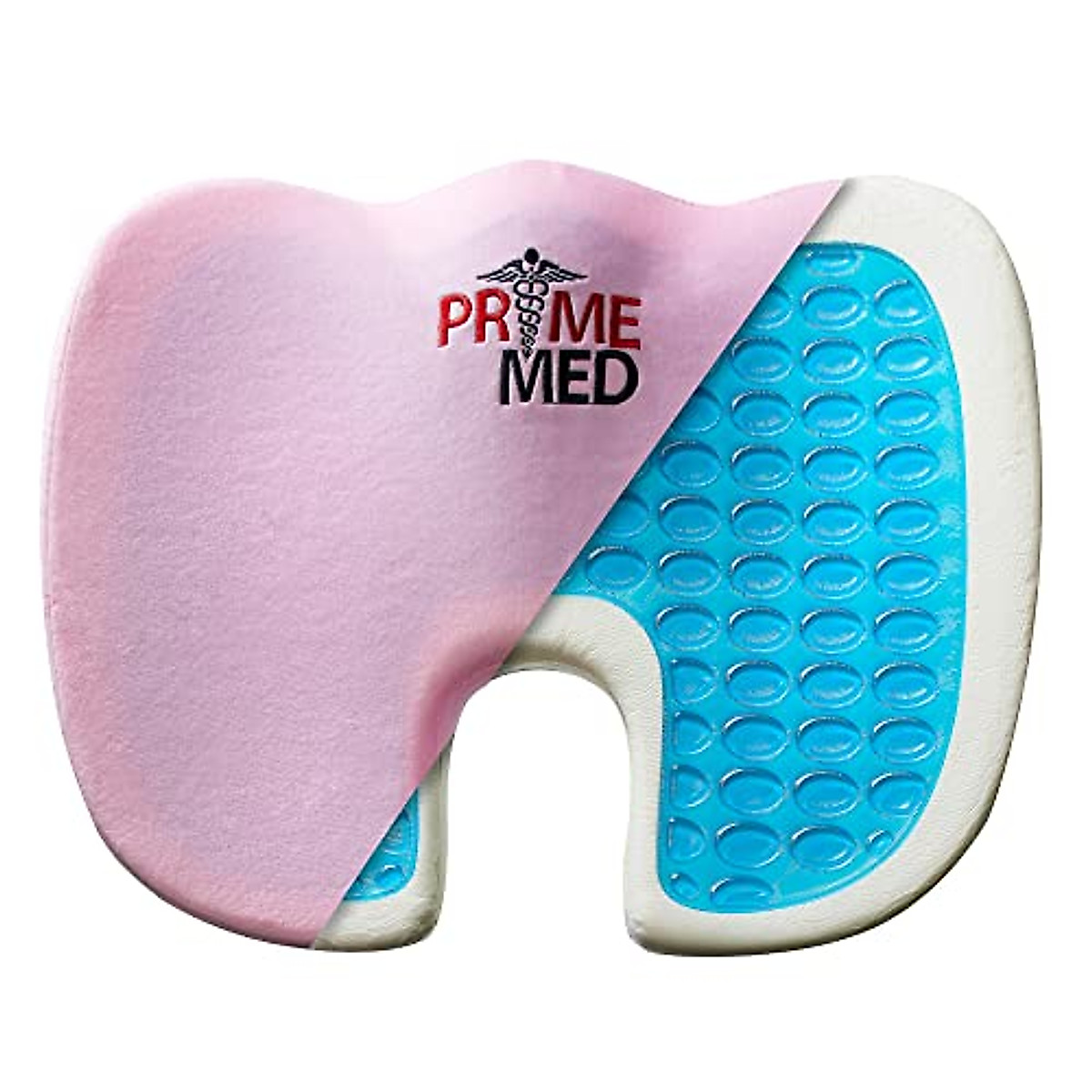 Memory Foam Seat Cushion - No-Slip Bottom - Gel & Memory Foam Coccyx Cushion for Tailbone - Used for Office Chairs Car Seat Cushion - Sciatica & Back Pain Relief - (Light Pink) 1 Count