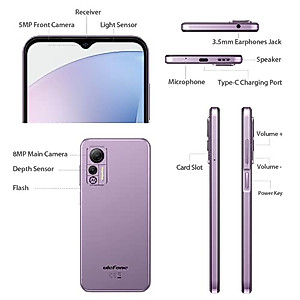Ulefone Note 14 Unlocked Android Phones - 6.52-inch HD+ Display Android 12 OS 7GB RAM+16GB ROM 4500mAh Battery 8MP+5MP Camera 3-Card Slot T-Mobile Unlocked Smartphone (Purple)