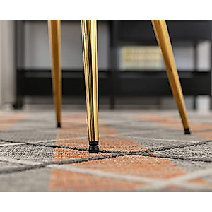 VESCASA Sherpa Accent Chairs with Petal Back, Mid-Century Modern Upholstered Dining Chairs with Arms, Makeup Vanity Chairs with Gold Metal Legs for Living Room/Bedroom, Set of 2, Black