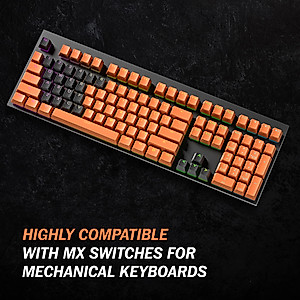 HK Gaming Rubber Keycaps Set | Anti-Slip Texture | Doubleshot Backlit Keycap Set | 23 Keys OEM Profile Key Set | for Mechanical Keyboard | Compatible with Cherry MX, Gateron, Kailh | Black