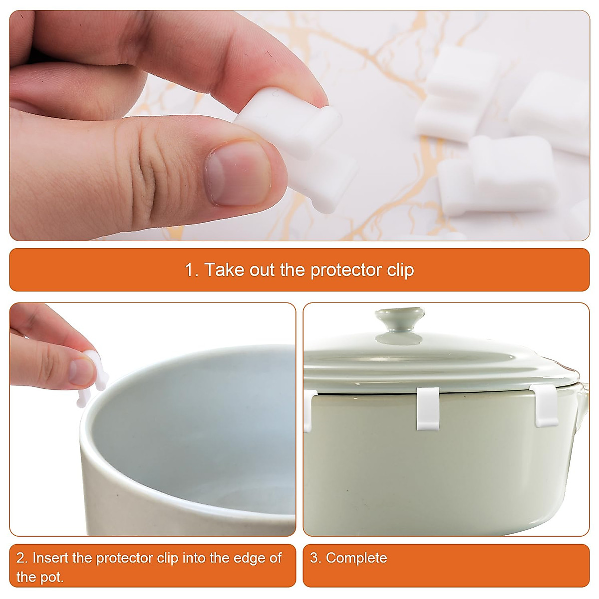 12pcs Dutch Oven Lid Protector Clips, Silicone Cookware Protector Clips Pot Lid Flexible Bumpers Lifter Accessories for Stacking Pan and Display of Dutch Oven Pots (White)