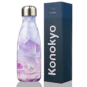 Konokyo Insulated Water Bottles,12oz Double Wall Stainless Steel Vacumm Metal Flask for Sports Travel,Marble-Dawn