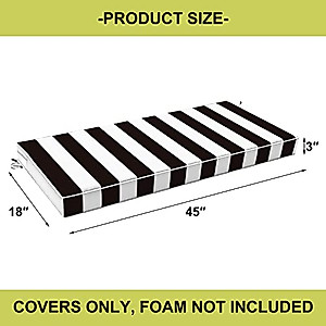 DYTXIII Patio Outdoor Cushion Cover Slip Cover W45 x D18 x H3 Inch with Zipper for Bench Loveseat Furniture, UV Protection Cushion Covers Replacement Covers 1 Pack, Cabana Black (Covers ONLY)