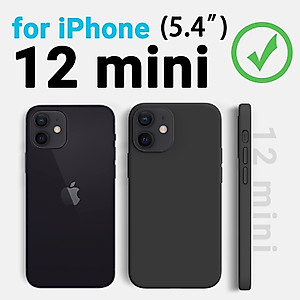 AOTESIER Shockproof Designed for iPhone 12 Mini Case, Food Grade Liquid Silicone Phone Case with [Soft Anti-Scratch Microfiber Lining] Drop Protection 5.4 inch Slim Thin Cover, Black