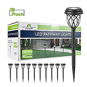 EXCMARK 10 Pack Solar Lights Outdoor Garden Pathway Solar Powered Yard Lights for Walkway Sidewalk Driveway.