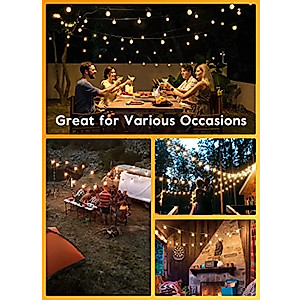 Brightown Outdoor Led String Lights with Remote108Ft(98+10) Patio Lights for Outside with 52 Shatterproof Bulbs(2 Spare), Waterproof Hanging Lights for Backyard Bistro Garden Cafe, E12 Socket