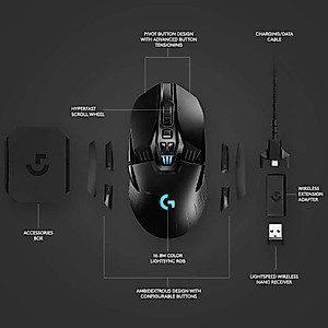 Logitech G935 Wireless DTS:X 7.1 Surround Sound LIGHTSYNC RGB PC Gaming Headset - Black/Blue and Logitech G903 Lightspeed Wireless Gaming Mouse