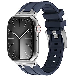 WINGLE for Apple Watch Band Ultra 2 Band Ultra Band 49mm 46mm 45mm 44mm 42mm for Men Series 10 9 8 7 SE 6 5 4, AP Liquid Silicone Rubber Band for iWatch 3 2 1 Metal Adapter Luxury Cool Sport Strap