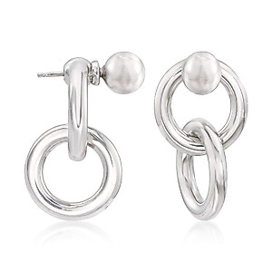 Ross-Simons Italian Sterling Silver Interlocking-Circle Front-Back Earrings