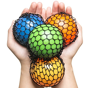 KELZ KIDZ Durable Mesh Squishy Balls Fidget Toy with Exclusive Sewn Mesh! (4 Pack Gift Pack!)