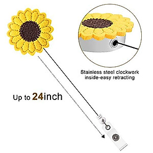 Badge Reel Holder, Accurate Stitching, Sunflower Retractable Badge Reels Reinforced Strap, Badge Clip for Kids, Badge Reel with Alligator Clip, Great Badge Holder for Women (1)
