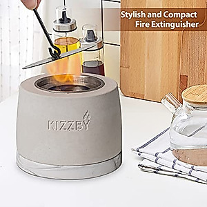 Concrete Tabletop Fire Pit Bowl - Table Top Portable Rubbing Alcohol Fireplace Indoor Outdoor Decor Long Time Burning Smokeless Odorless Two Stainless Steel Burners & Stylish Extinguisher Included