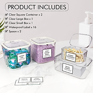 4 Pack Laundry Pods Container,Dryer Sheet Holder & Laundry Room Organization and Storage Containers Large Plastic Laundry Detergent Container with Lids & Labels for Detergent,Powder,Scent Booster,pods