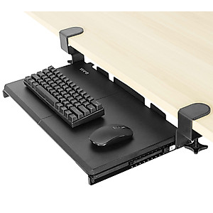 VIVO Small Keyboard Tray, Under Desk Pull Out with Extra Sturdy C Clamp Mount System, 20 Inches (26 Inches Including The Clamps) x 11 Inches Slide-Out Platform Computer Drawer for Typing, Black,