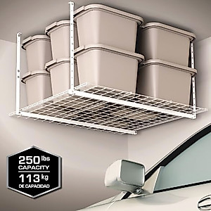 HyLoft 00540 45-Inch by 45-Inch Overhead Storage System, Ceiling Mount Garage Organization Rack, White