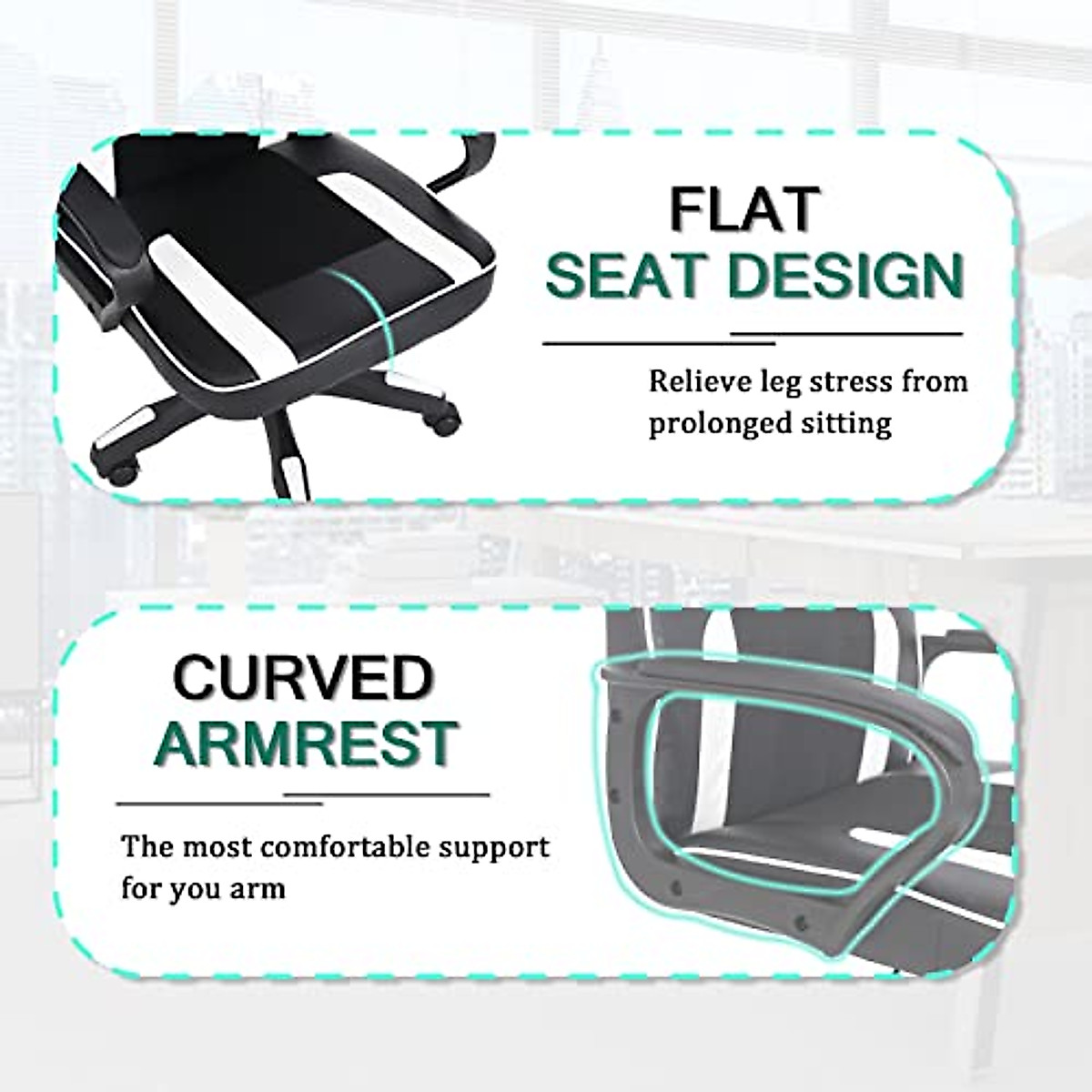 Executive Office Chair with Arms, Mid-Back Desk Chair Black PU Leather Ergonomics Office Task Chair Adjustable Swivel