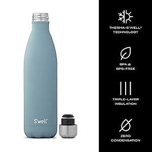 S'well Stainless Steel Water Bottle, 25oz, Aquamarine, Triple Layered Vacuum Insulated Containers Keeps Drinks Cold for 48 Hours and Hot for 24, BPA Free, Perfect for On the Go