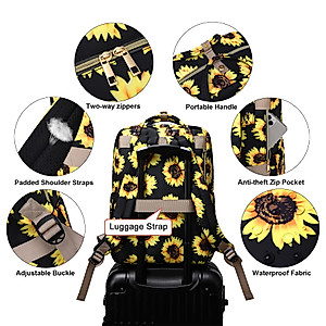 Kouxunt Sunflower Laptop Backpack College Bookbag School Backpack for Women Girls, Travel Backpack 15.6 Inch Computer Backpacks