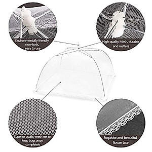 (6 Pack) Omont Pop-Up Food Cover Tents, 17 Inch X17 Inch Food Mesh Cover, Reusable and Collapsible Outdoor Picnic Food Cover Net,Suit for Parties Picnics,BBQs