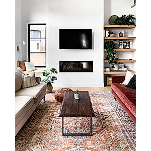 Loloi II Loren Collection LQ-15 Terracotta / Sky, Traditional 7'-6" x 9'-6" Area Rug & Loren Collection LQ-15 Terracotta / Sky, Traditional 5'-0" x 7'-6" Area Rug