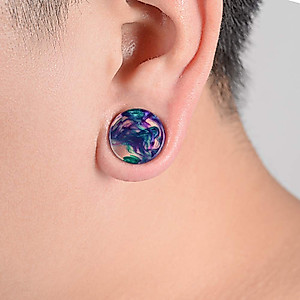 COOEAR 2 Pairs Matched Set Gauges for Ears Flesh Tunnels Kits Plugs Earrings Blue Acrylic Ear Expander Stretchers Piercing.