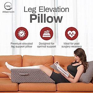 Single Leg Elevation Pillow Post Surgery Leg Pillow | Memory Foam Ankle Knee and Leg Wedge Pillow for Injury After Surgery – Foot, Leg Pain, Hip, Knee Pain, Improve Blood Circulation 29” x 13” x 9.5"