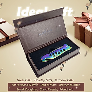 ALBATROSS EDC Cool Tactical Folding Pocket Knife with Modern Damascus Steel Blade, SpeedSafe Spring Assisted Opening Knifes with Liner Lock,Pocketclip,Glass Breaker,Seatbelt Cutter, Gifts Box (Multi)