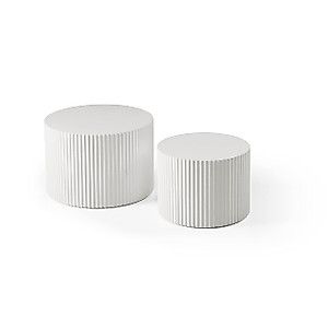 WEALTHOME Nesting Coffee Table Set of 2, Modern Nesting Round Coffee Table Accent End Table Side Table for Living Room Apartment