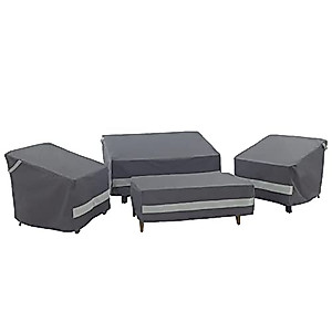 loriano Patio Furniture Covers 4 Piece, Outdoor Furniture Covers Waterproof, 600D Heavy Duty Lawn Patio Covers Set Grey