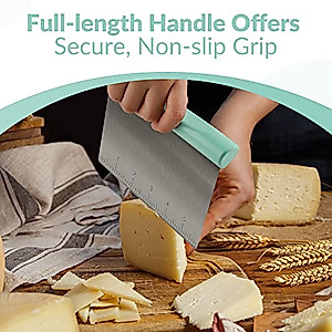Rainspire Bench Scraper, Stainless Steel Dough Scraper, Pastry Scraper, Pizza and Dough Cutter Multi-Purpose Scraper/Chopper, Pizza Cutter Food Chopper Baking Supplies Kitchen Gadgets, Mint Green