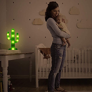 YiaMia LED Night Light LED Cactus Light Table Lamp Light for Kids' Room Bedroom Gift Party Home Decorations Green