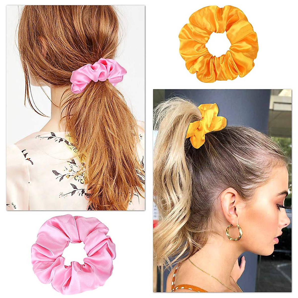 80 Pcs Silk Satin Hair Scrunchies 40 color Hair Bobbles Ponytail Holder Hair Accessories Scrunchy Solid Color Hair Ties