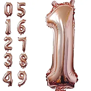 40 Inch Rose Gold Jumbo 1 Number Balloons Huge Giant Balloons Foil Mylar Number Balloons for Birthday Party,Wedding, Bridal Shower Engagement Photo Shoot, Anniversary (Rose Gold,Number 1)