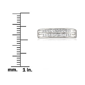 Beyond Brilliance 1/2 Carat Diamond, Channel-Set 14K White Gold Princess Cut Diamond Double Row Bridal Wedding Band Ring (I-J, I1-I2)