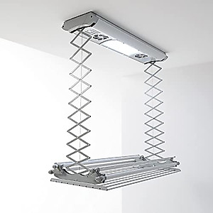 foxydry Air, Wall and Ceiling Clothesline, Electrical Drying Rack, with Remote Control in Aluminium and Steel (Ceiling Mounted, 150)