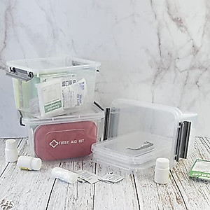 Gloreen 4 Packs 5.5 Quart Storage Box with Handle, Plastic Latching Containers Bin