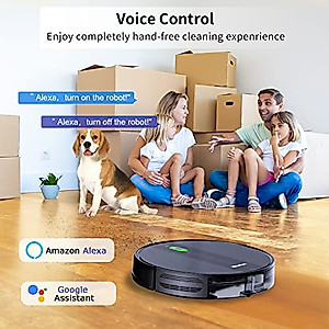 iMartine Robot Vacuum and Mop Cleaner with Boundary Strips, 2200Pa Strong Suction, Quiet, Slim, Self-Charging Robotic Vacuums, Ideal for Pet Hair, Hard Floors, Medium Pile Carpets, Works with Alexa