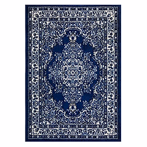 Antep Rugs Oriental 8x10 Traditional Medallion Indoor Area Rug Siesta (Navy Blue, 7'10" x 10')