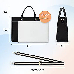 Missnine Laptop Tote Bag Canvas Laptop Bag 15.6 inch Work Shoulder Bags Casual Briefcase Handbag for Travel, Office, College