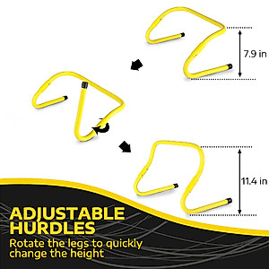 A11N Speed & Agility Training Combo Set - Includes 4 Adjustable Agility Hurdles, Quick Ladder, Speed Chute, & 12 Cones - Training for Speed, Agility, and Quickness