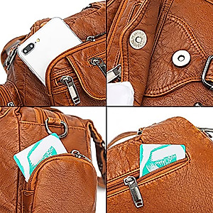 Sfly Women Satchel Shoulder Bag Washed Synthetic Leather Handbag Retro Soft Leather Tote Bag Ladies Hobo bag