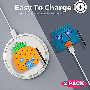 2 Pack Gkv for Airpods 3 Case for Airpod 3 (2021) Cover Unique Funny Fun Kawaii Cute 3D Cartoon Cool Design Air Pods 3rd Generation Silicone Cases for Girls Teen Boys Kids Pineapple+Stone House