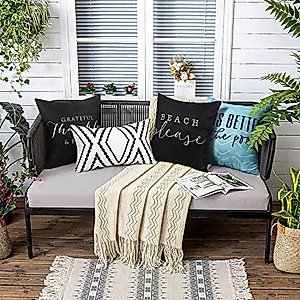 Adabana Pack of 2 Blue and Navy Outdoor Waterproof Throw Pillow Covers 18x18 Decorative Pillows Case for Patio Furniture Garden, Life is Better by The Pool