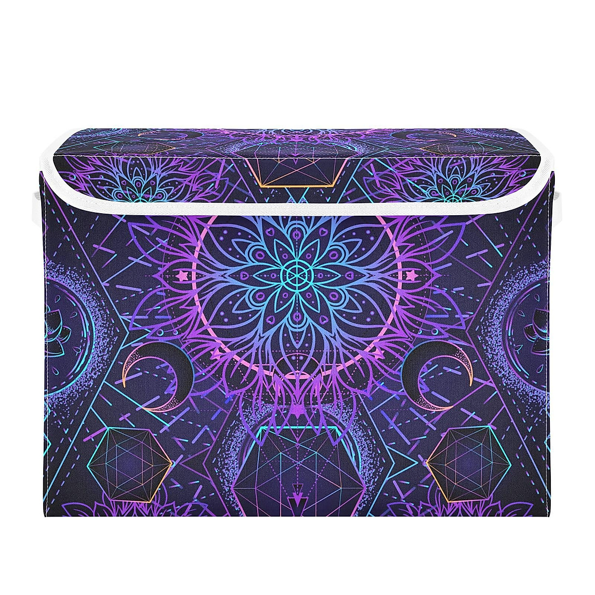 ALAZA Storage Bins Organizer Box Baskets Lidded Clothes for Shelves Closet Sacred Geometry Collapsible Stackable Storage Cubes Handles