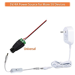 Makeronics AC 100V-240V Converter Adapter DC 5V 4A Power Supply US Plug 5.5mm x 2.1mm 4000mA Power Adapter for Jetson Nano (A02/B01/2GB)| Raspberry Pi 5 / 4B/3B+/3B with UL FCC Certificate