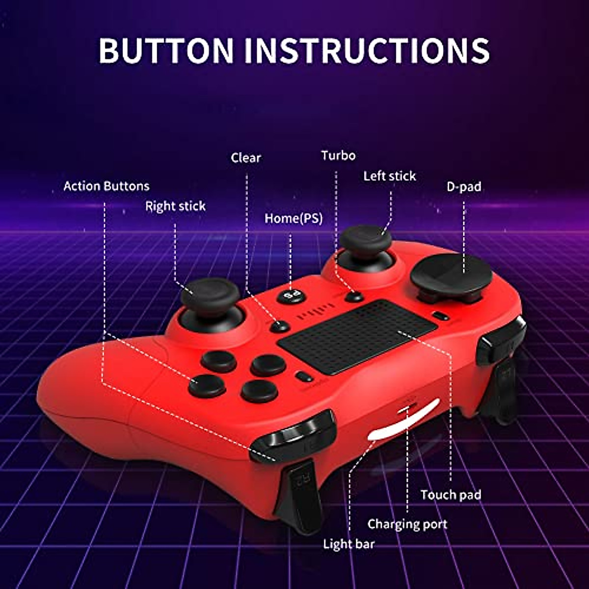 EFFUN Wireless Controller for PS4 /Slim/Pro/PC, Pa4 Controller for Playstation 4 Controller for PS4 Controller with DoubleShock, Motion Sense, Touchpad, Audio Jack, Speaker, Turbo, Gifts for Children