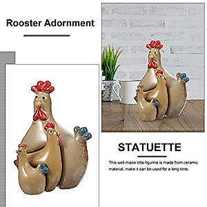 BESPORTBLE Ceramic Rooster Figurines Chicken Family Garden Statue Farm Animal Sculpture Porcelain Modern Animal Decoration for Home Office